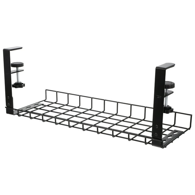 Desk Wire Management Rack Cable Tray under Filing Desktop Stand Black ...