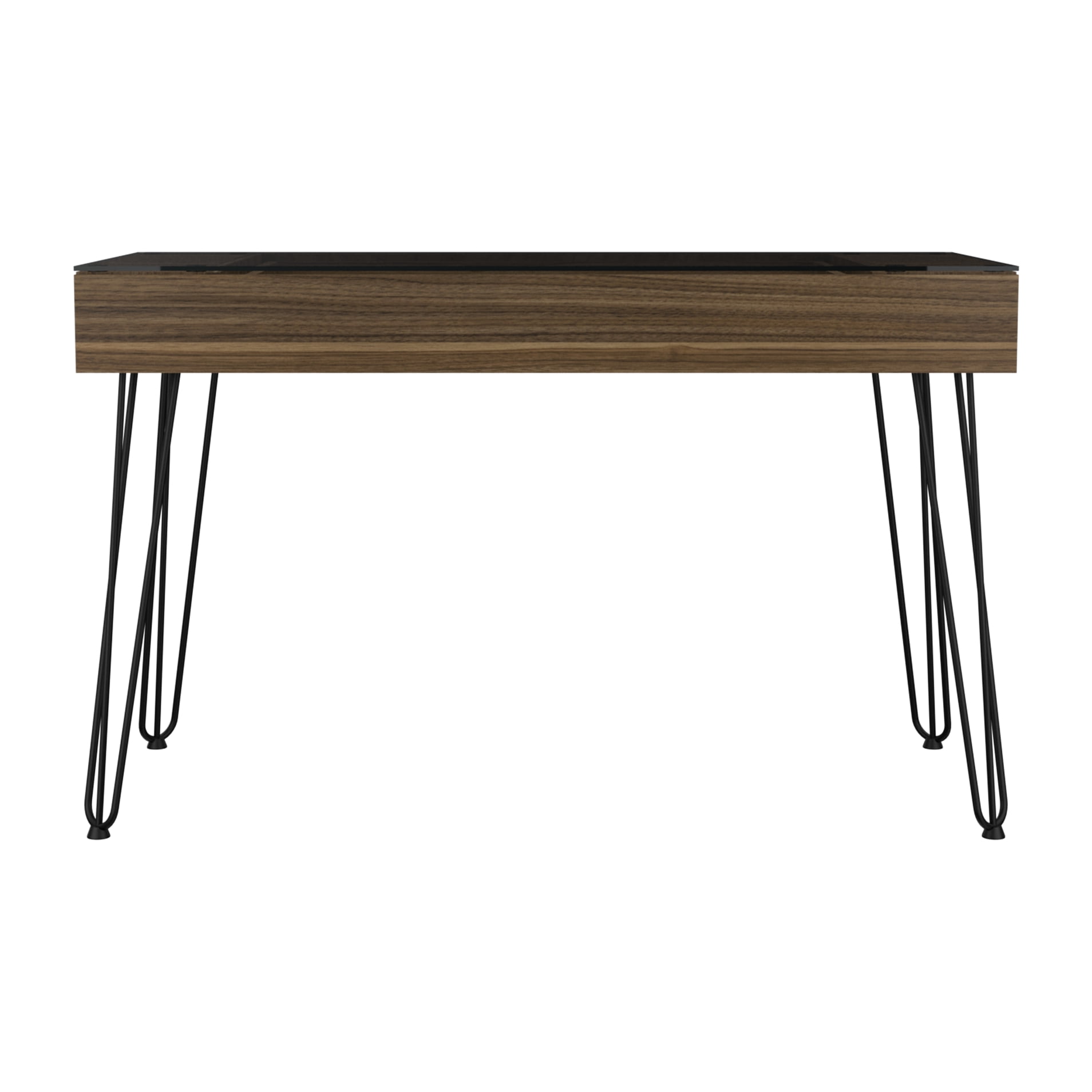 Desk With 120, Industrial Legs And Glass Top Surface 120 Drawer In ...