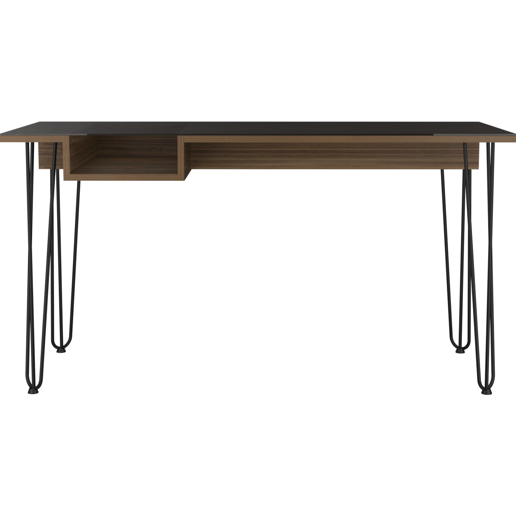 Desk With Metal Legs And Glass Top - Modern Office Style One Shelf ...