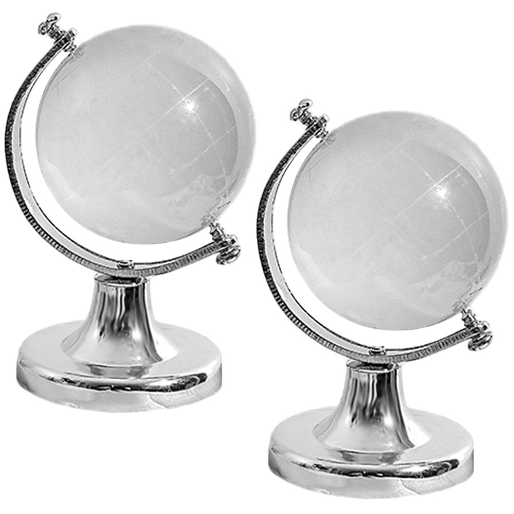 Desk World Globe,2Pcs Crystal Globes Transparent Desktop World Globe ...