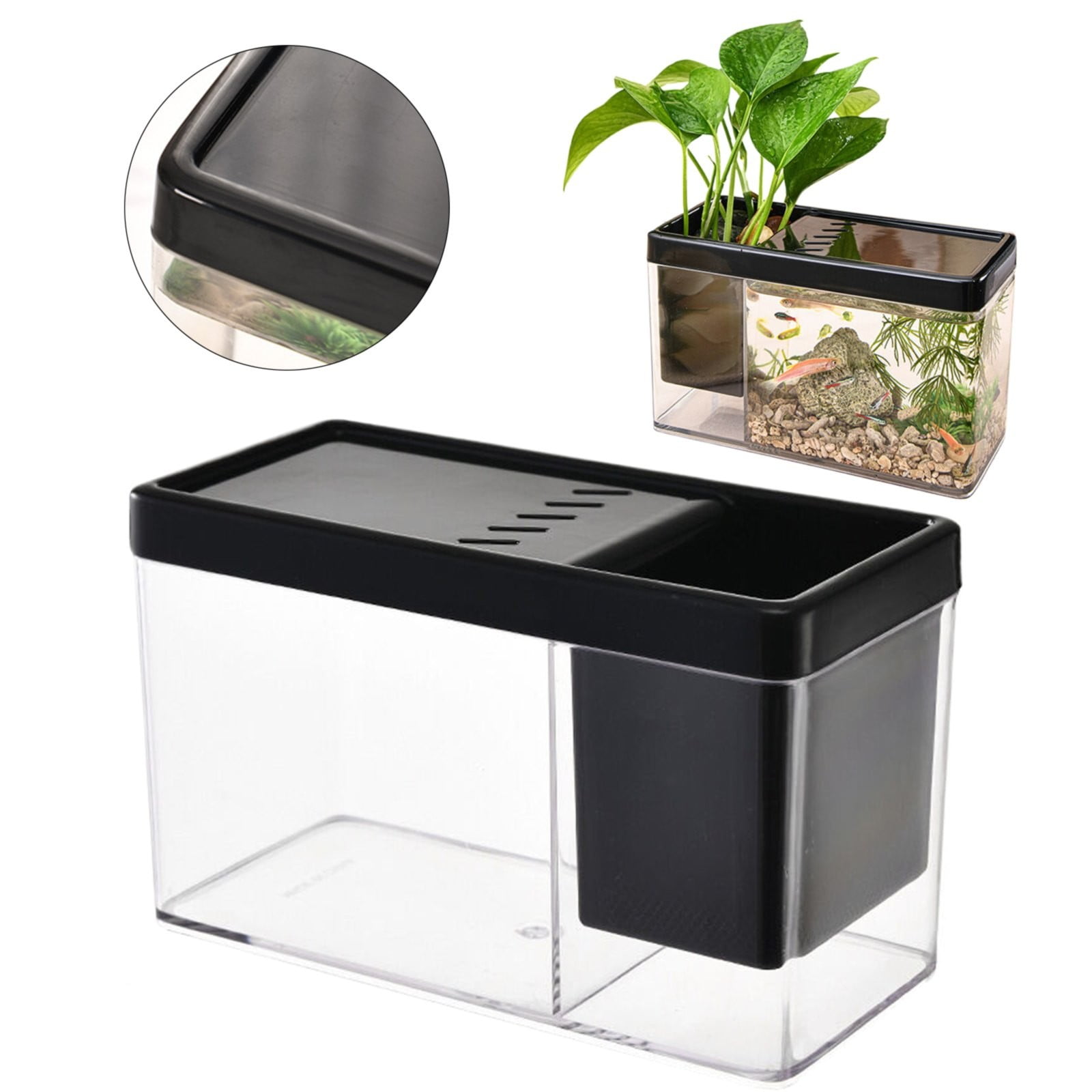 Desk decoration Mall Fish Tank Stackable Fish Tank Divided Compartments ...