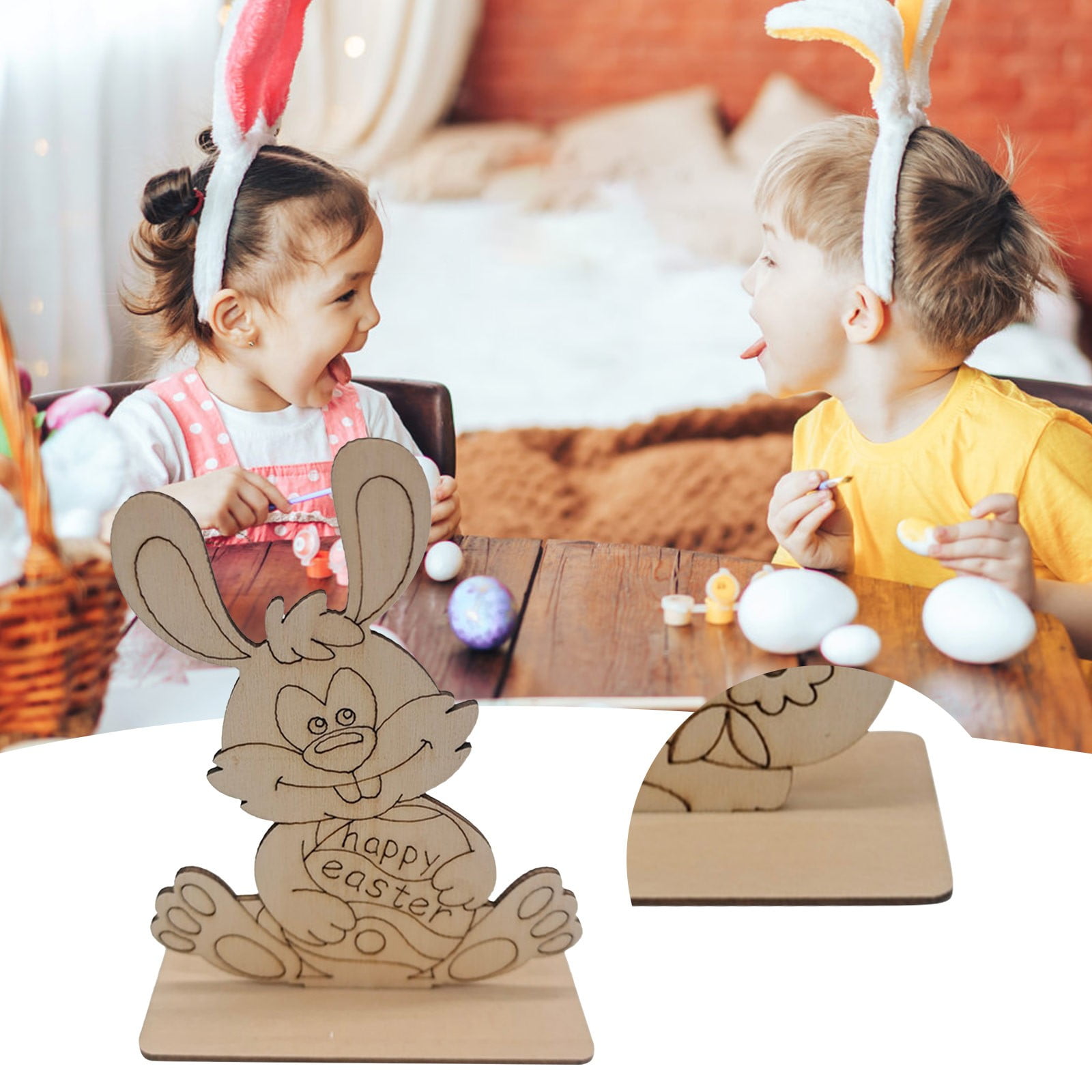 Desk decorations Easter Wooden Bunny Cutouts Unfinished Wooden Bunny ...