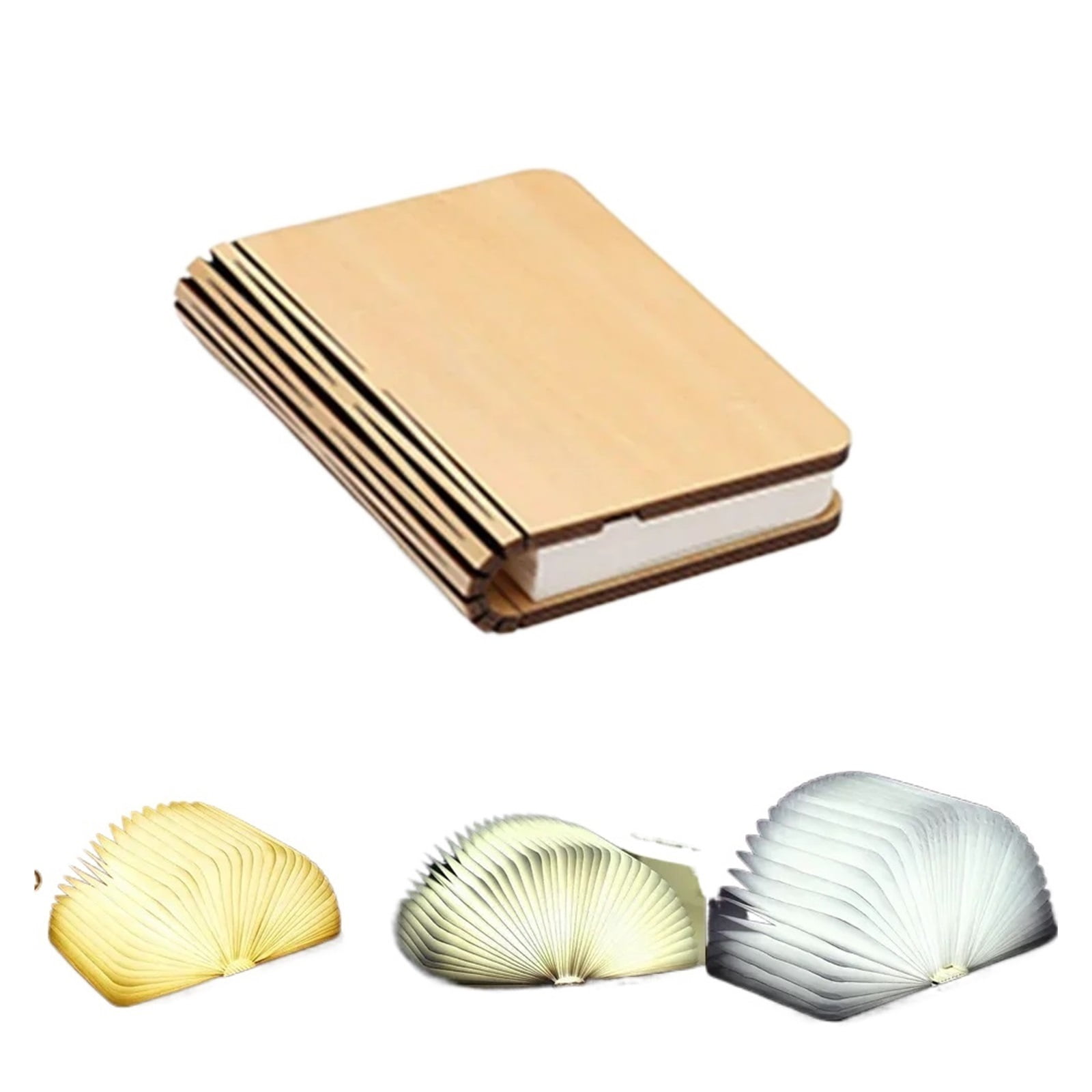 Desk lamp 3D Folding LED Nightlight RGB Color USB Charging Wooden Book ...