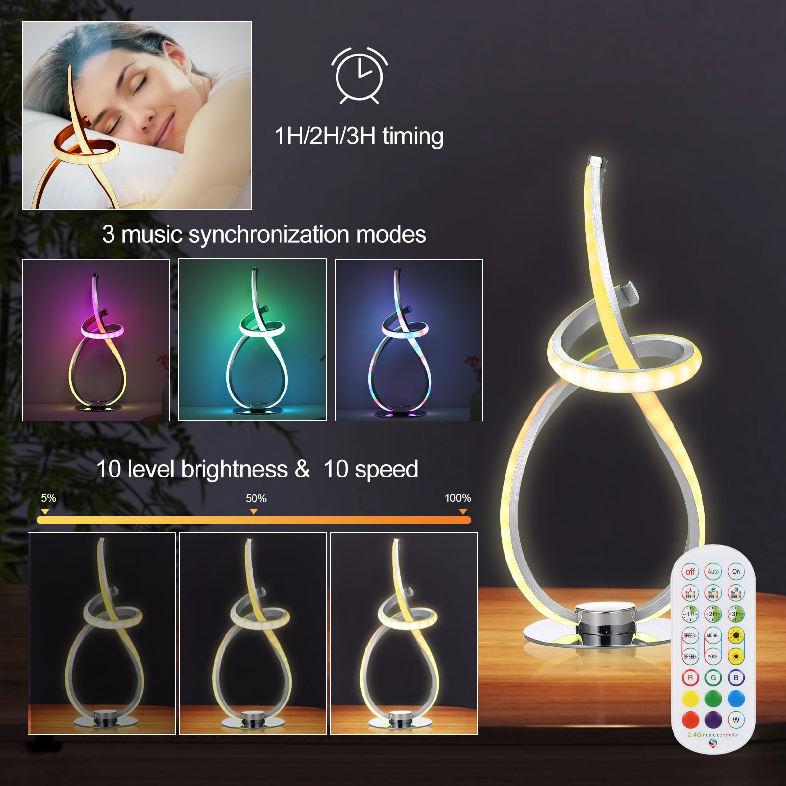 Desk lamp,App Remote Unique Lamps Room Bedroom Office Remote Decor Lamp ...