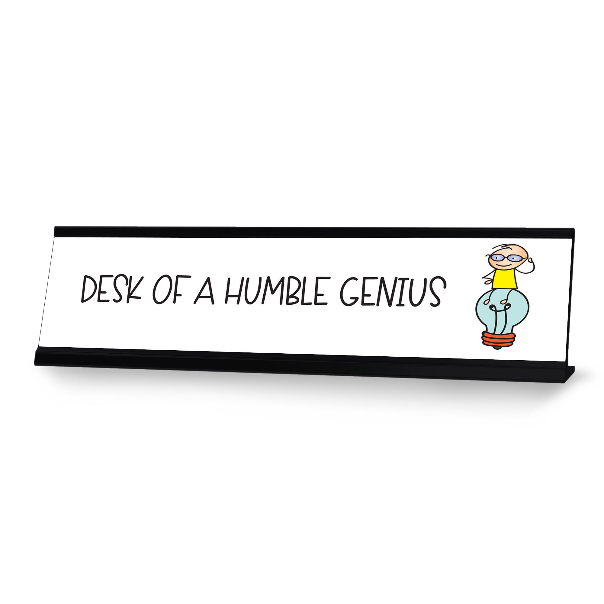Desk of a Humble Genius, Stick People Desk Sign, Novelty Nameplate (2 x ...