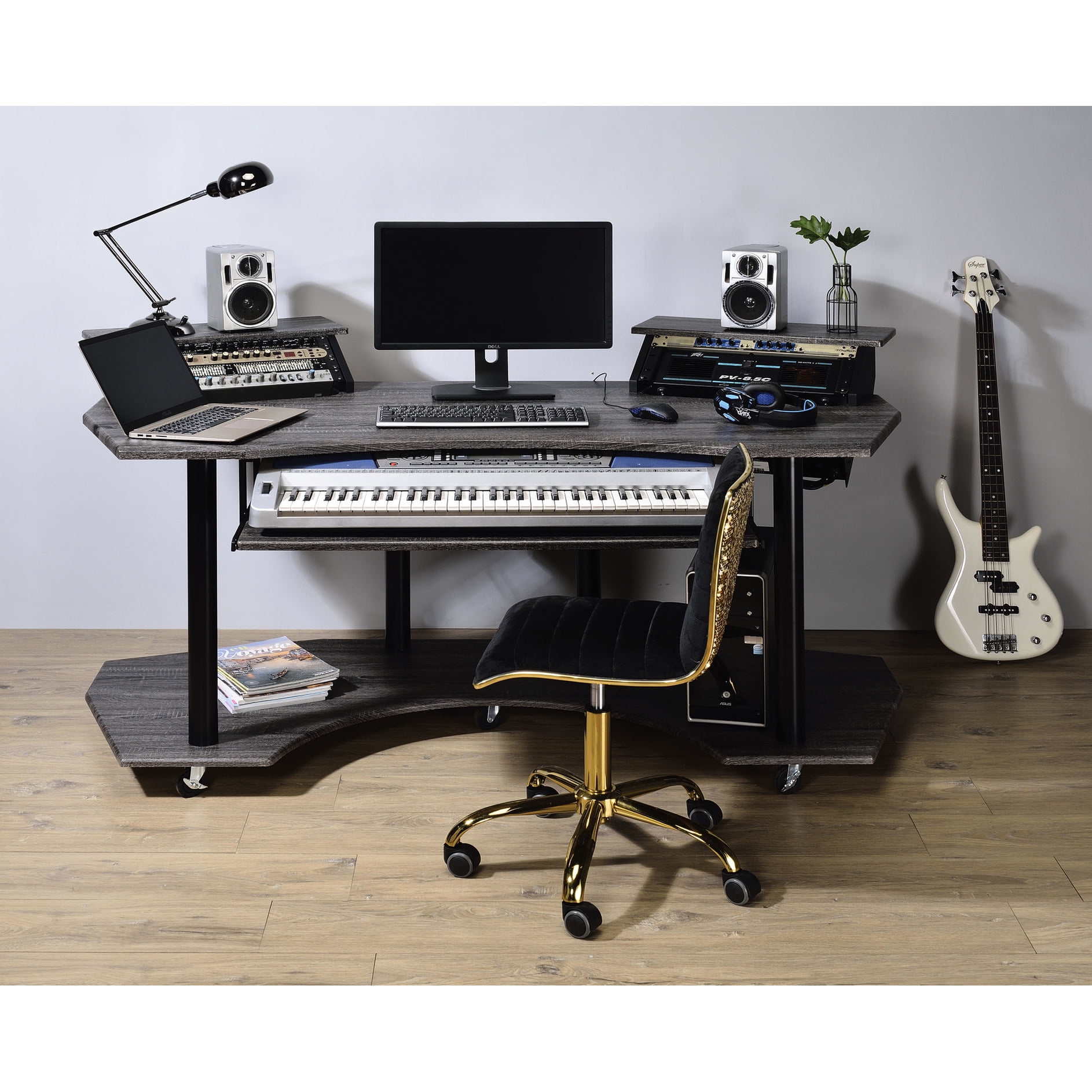 Desk with Keyboard Storage+Two Stands"-"Music Studio Work+Keep ...