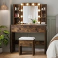 Desk with Mirror and Lights, Makeup with 10 Bulbs and 3 Color Modes ...
