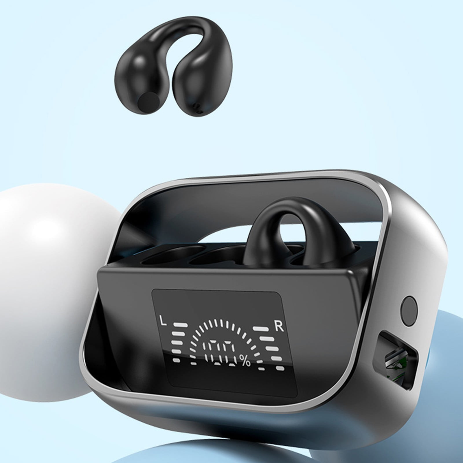 DeskAKBK Bluetooth 5.3 Wireless Earbuds Clip Non In Ear HiFi High Sound ...