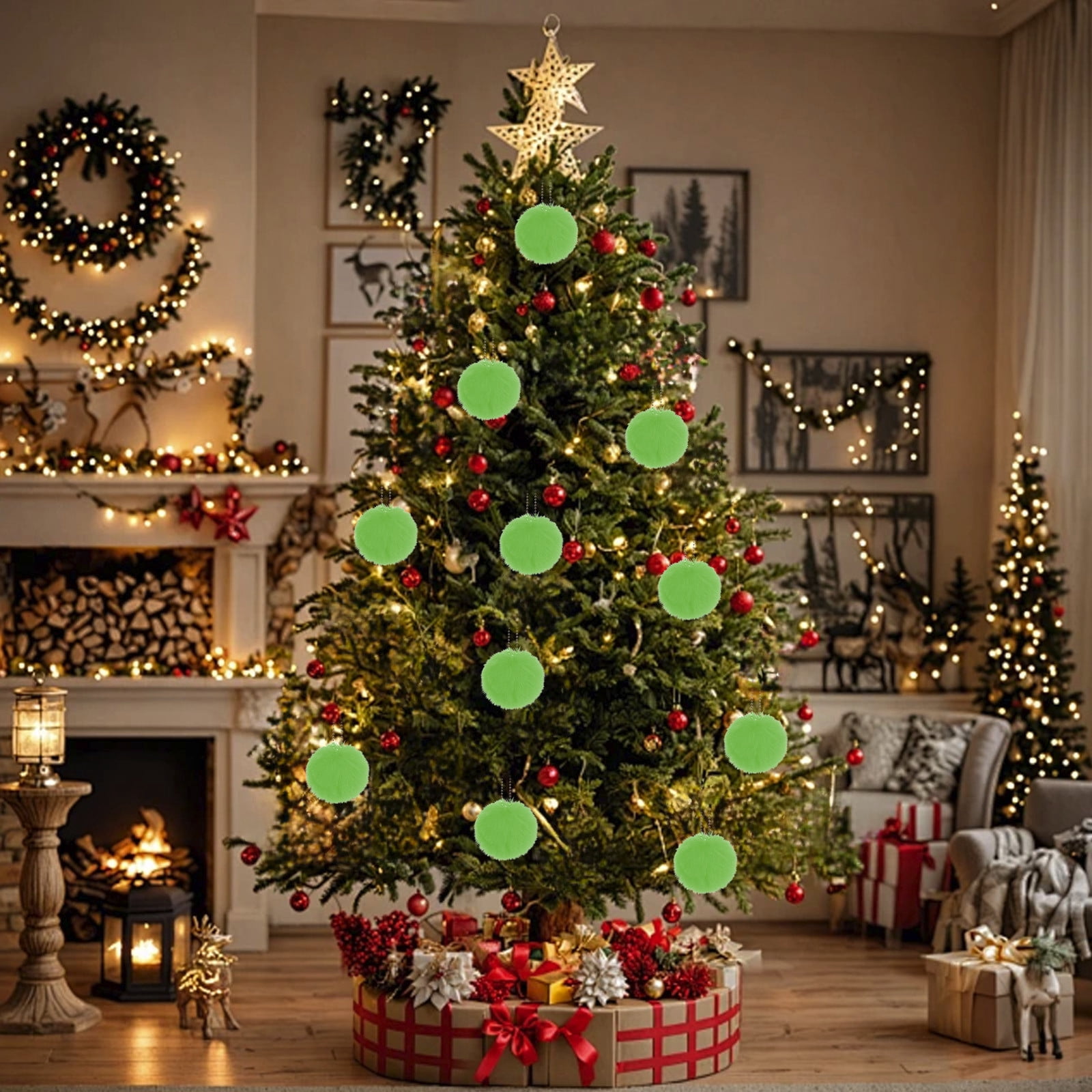 DeskAKBK Fuzzy Christmas Balls 3.15inch diameter Set of 6 Colors Tree ...