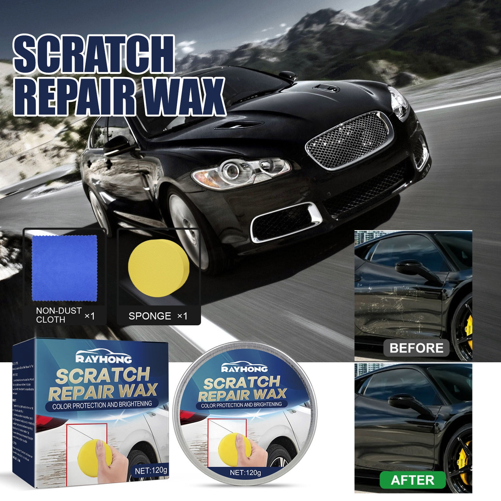 DeskAKBK Wax Car, Heavy Duty Car Wax Solid, Car Polish Kit Cleaner For ...