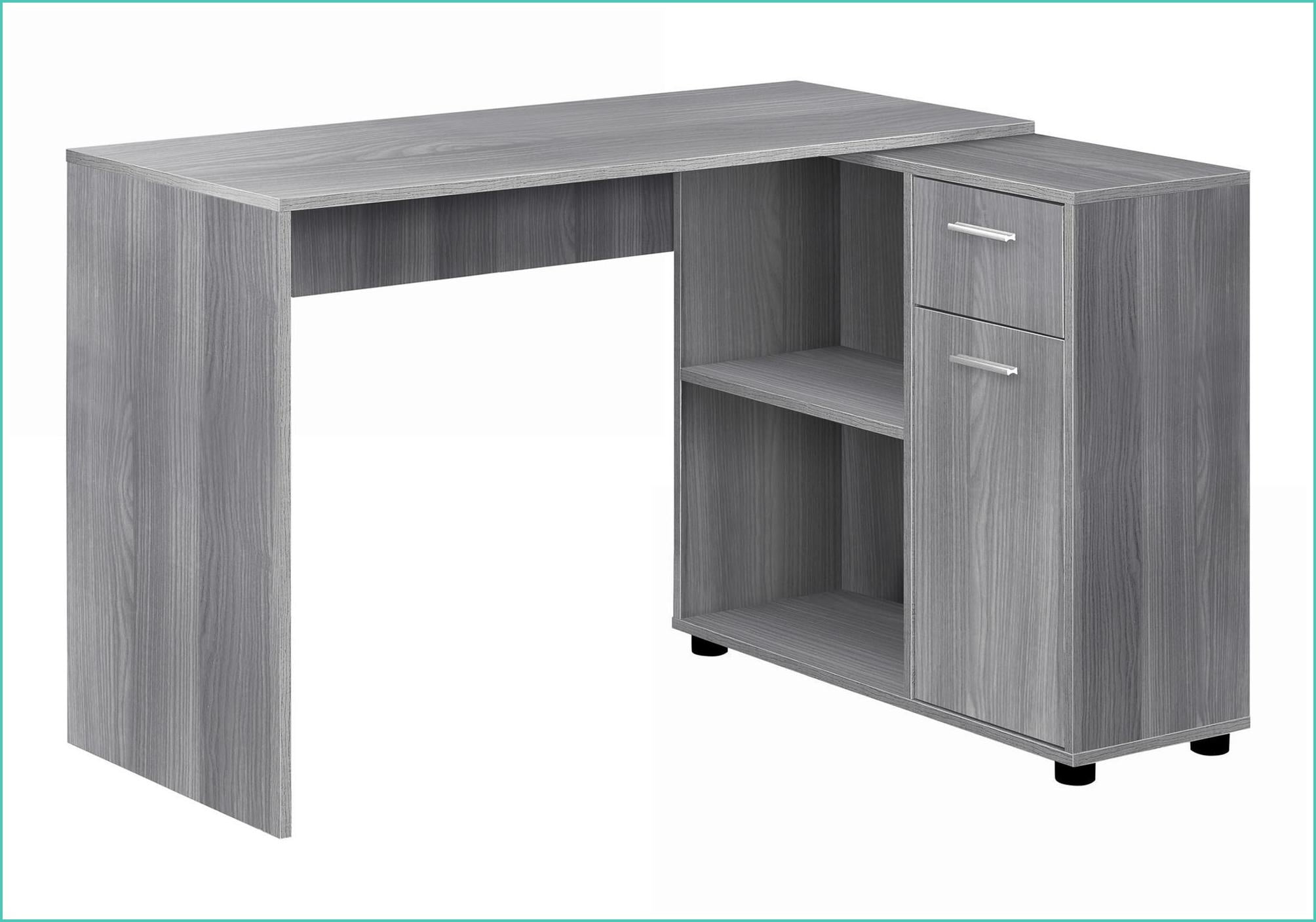 Desks, 46” L-Shaped Modern Grey Laminate Computer Desk with Storage ...