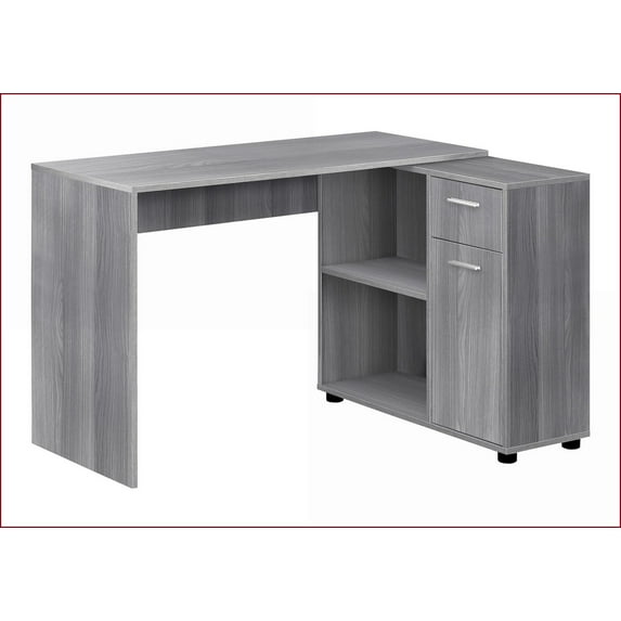 Desks, 46” Modern L-Shaped Computer Desk with Storage, Grey Laminate ...