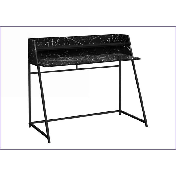 Desks, 48" Computer Desk with Storage, Black Marble Laminate, Black ...