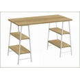 Desks | 48” Industrial Computer Desk with Storage Shelves | Natural ...
