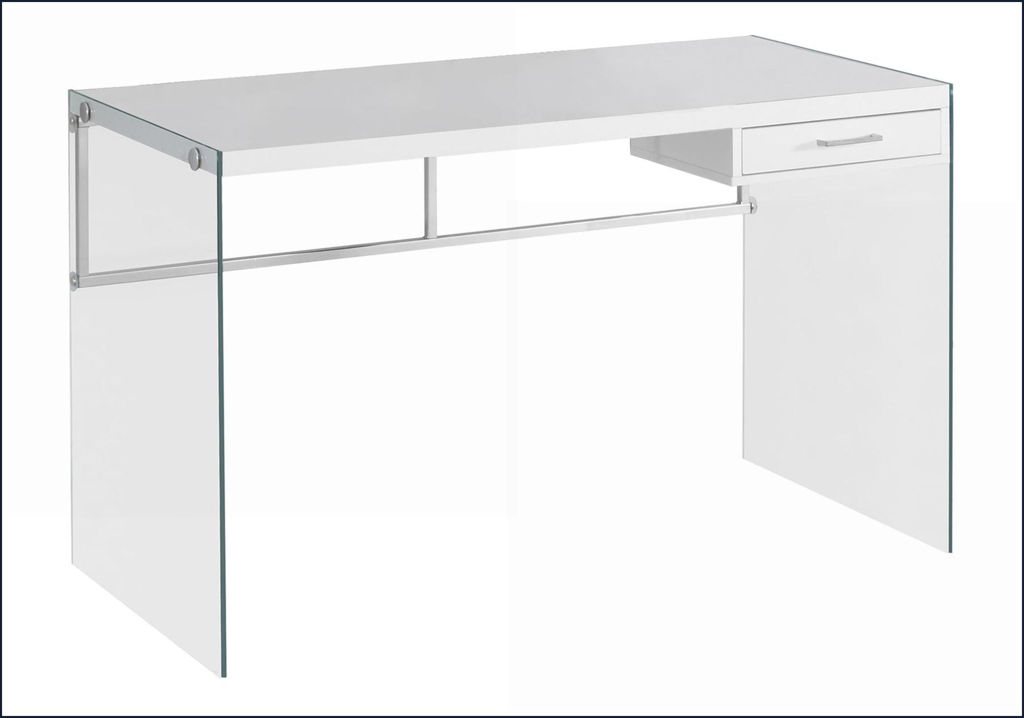 Desks | 48" Modern Computer Desk with Storage, Glossy Laminate & Clear ...