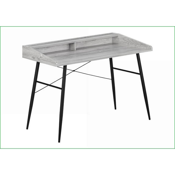 Desks, 48” Modern Computer Desk with Storage Hutch, Grey Laminate/Black ...