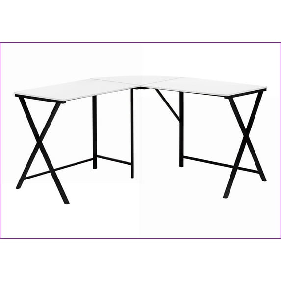 Desks, 55” L-Shaped Corner Home Office Desk, Modern Contemporary White ...