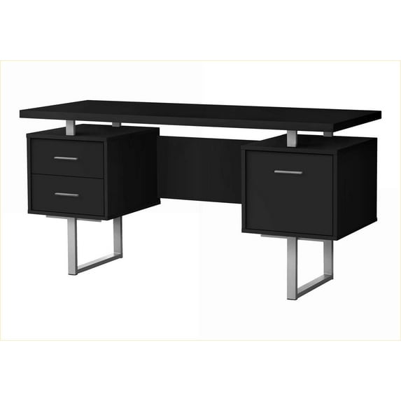 Desks: 60” Modern Computer Desk with Storage Drawers, Reversible Set-Up ...