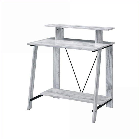 Desks, Antique White & Black Contemporary Writing Desk with Shelves ...