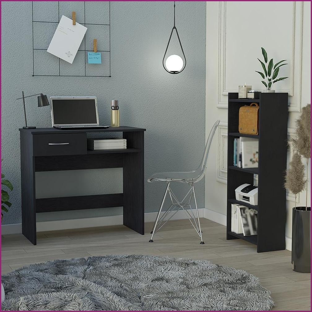 Desks: Caldwell Home Office Desk Set with Keyboard Tray, Black Wengue ...