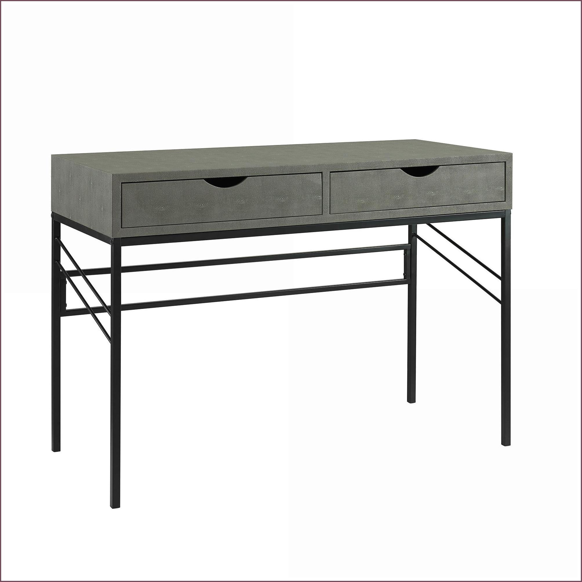 Desks | Contemporary Faux Shagreen Writing Desk with 2 Drawers - Grey ...