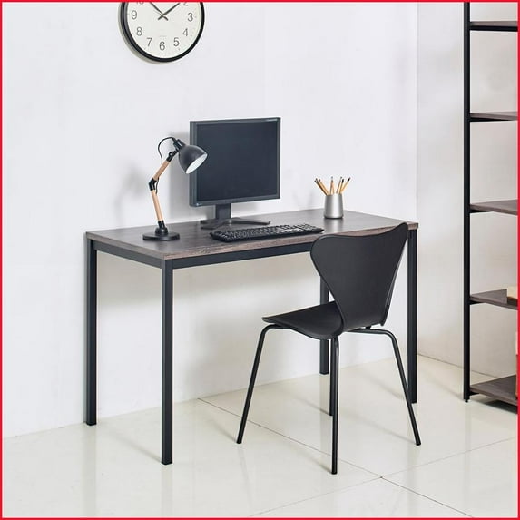 Desks, Contemporary Wood & Metal Computer Desk | Black & Rustic Gray ...