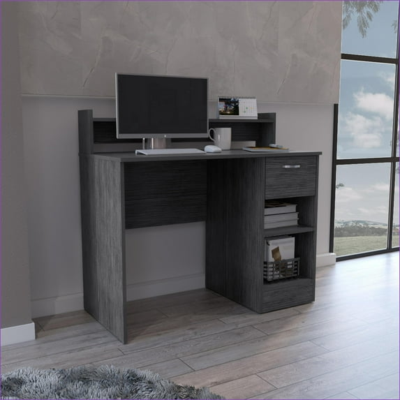 Desks Delmar Computer Desk with Open Storage Shelves & Single Drawer ...