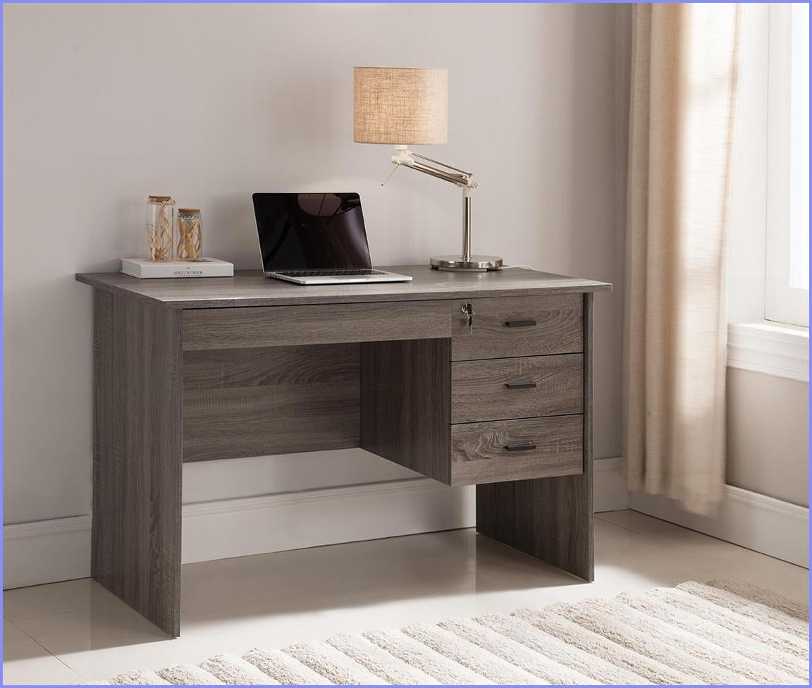 Desks, Executive Home Office Desk with Lockable 3 Drawers & Catch-All ...