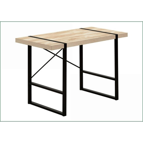 Desks, Industrial 49” L Computer Desk, Natural Wood-Look Laminate Top ...