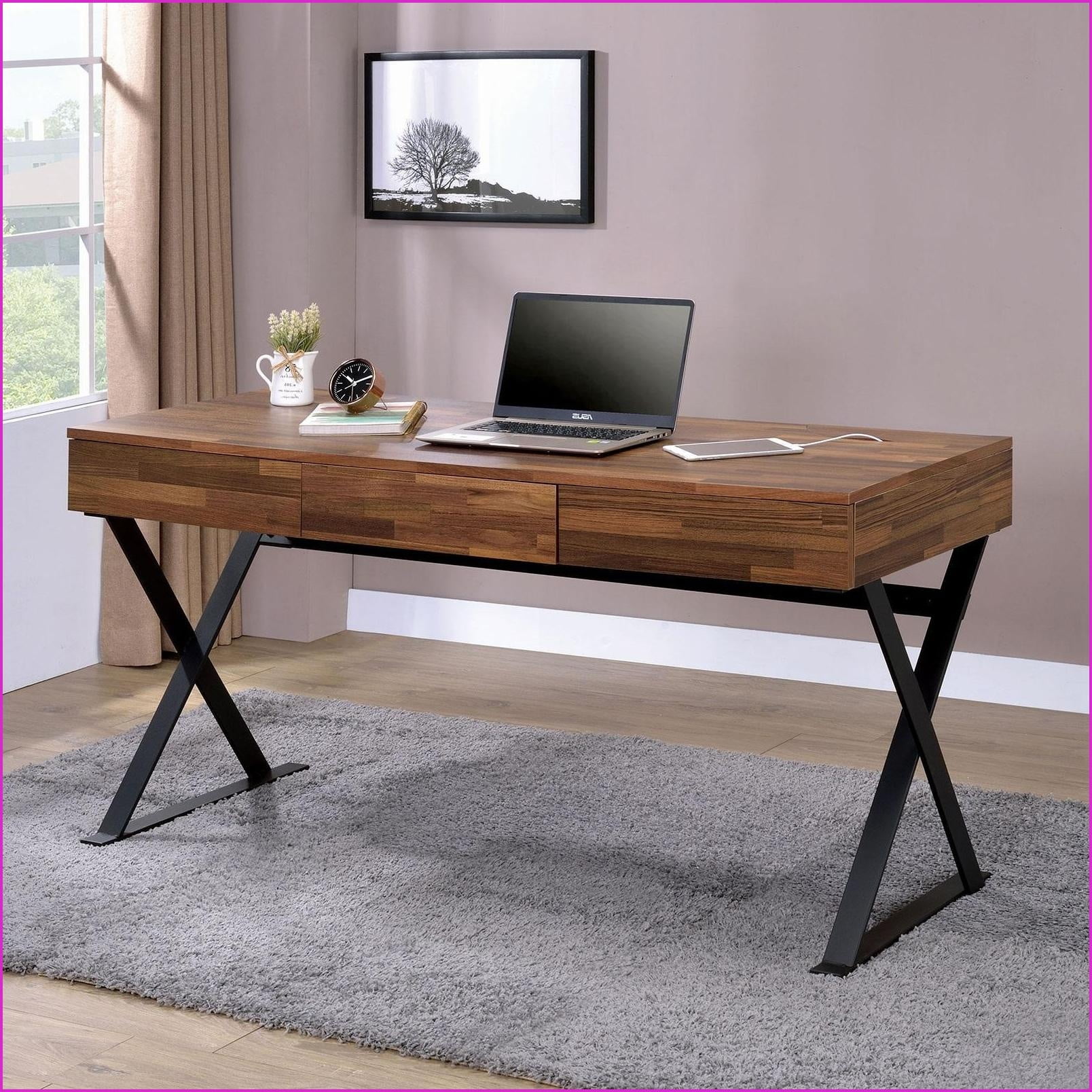 Desks Industrial 59”L Computer Desk with 3 Storage Drawers, USB/Power ...
