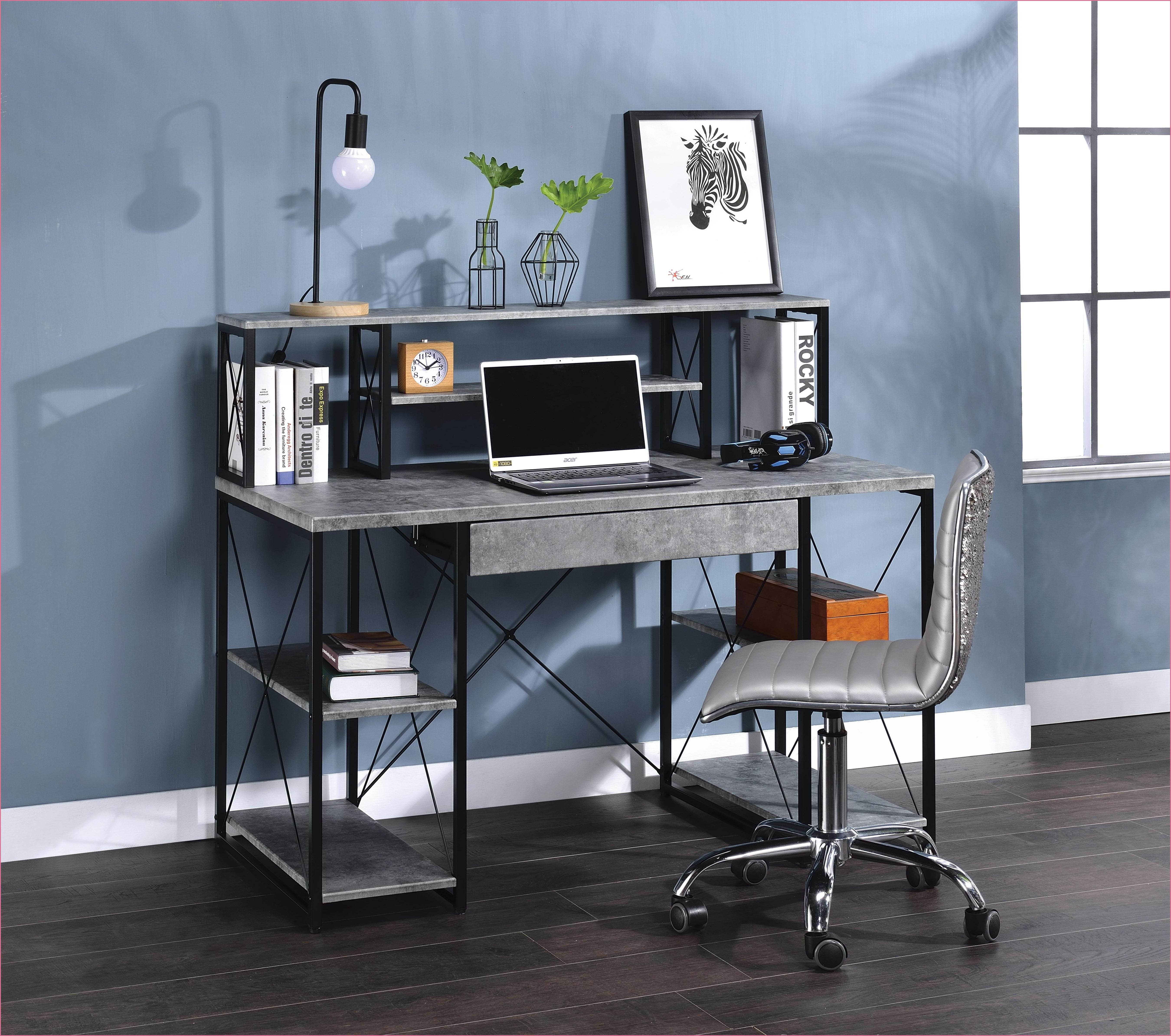 Desks, Industrial 47” Wide Writing Desk with Storage Drawer & 8 ...