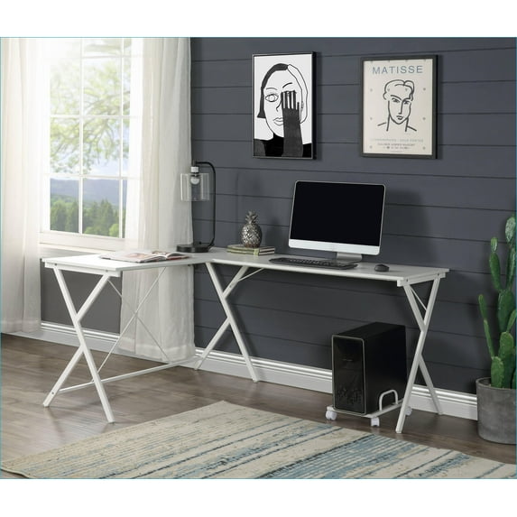 Desks, Industrial Modern L-Shaped Computer Desk with Rolling CPU Holder ...