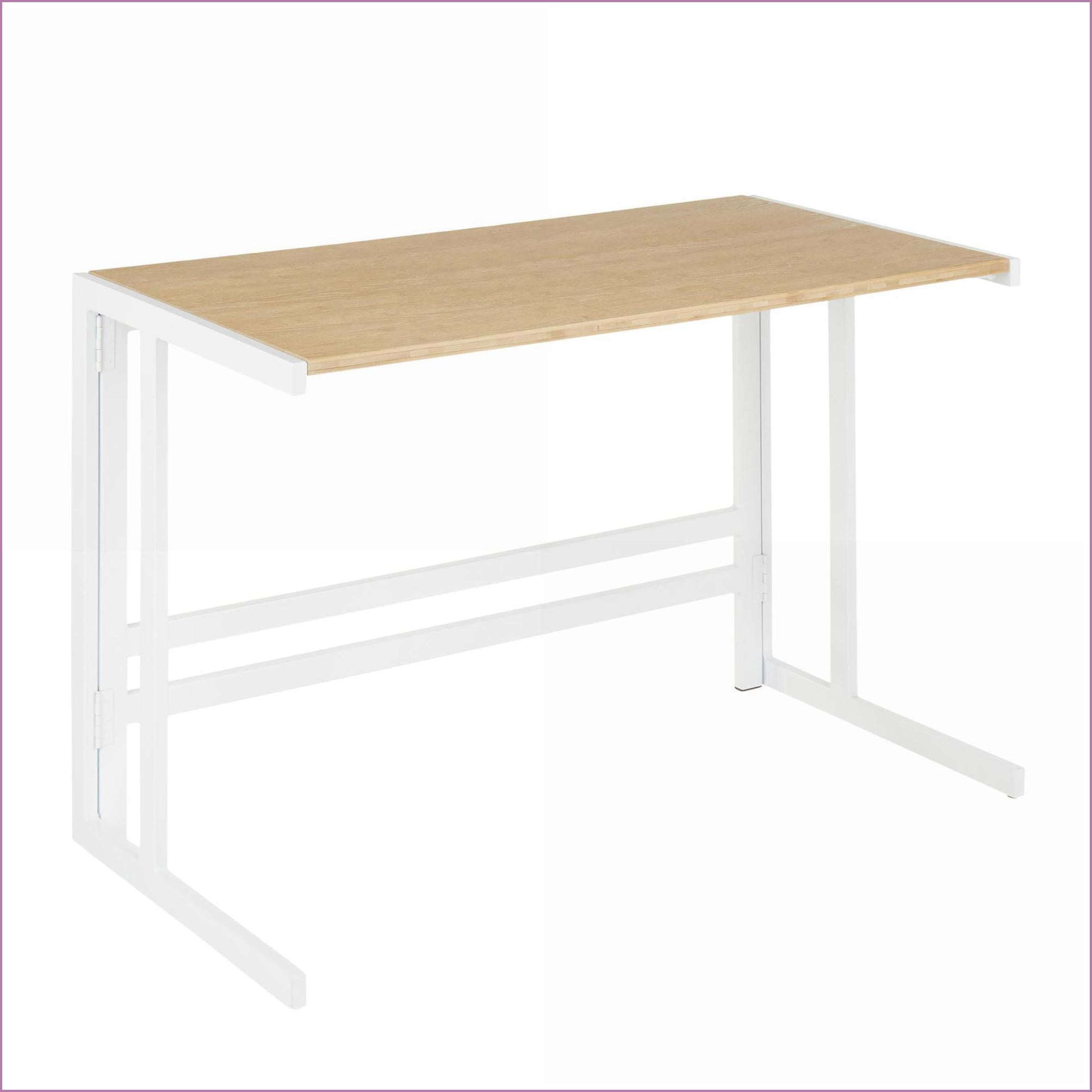 Desks, Industrial Office Desk with White Metal Frame & Natural Bamboo ...