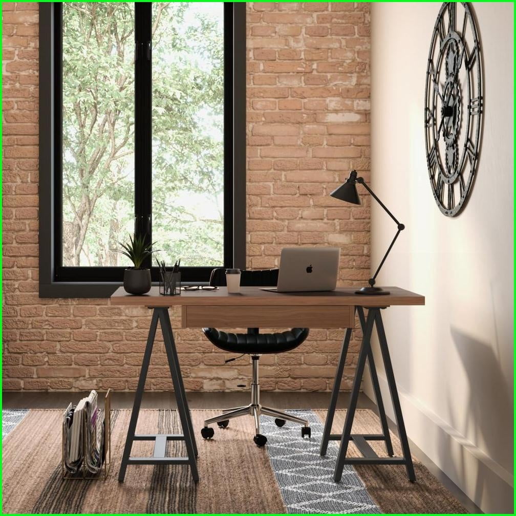 Desks, Industrial Retro Small Desk with Extra Thick Top & Keyboard Tray ...