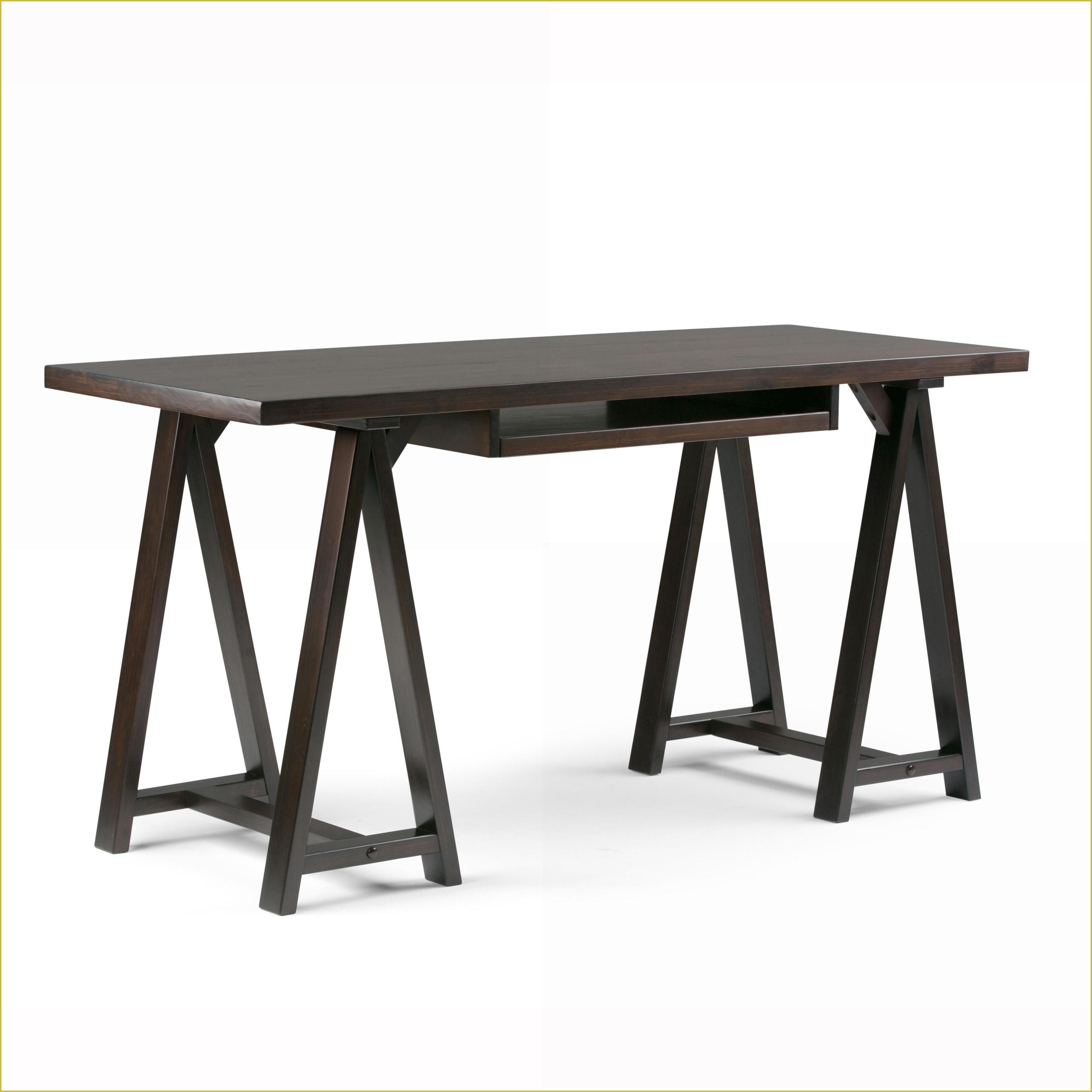Desks, Industrial Retro Solid Wood Desk with Integrated Keyboard Tray ...