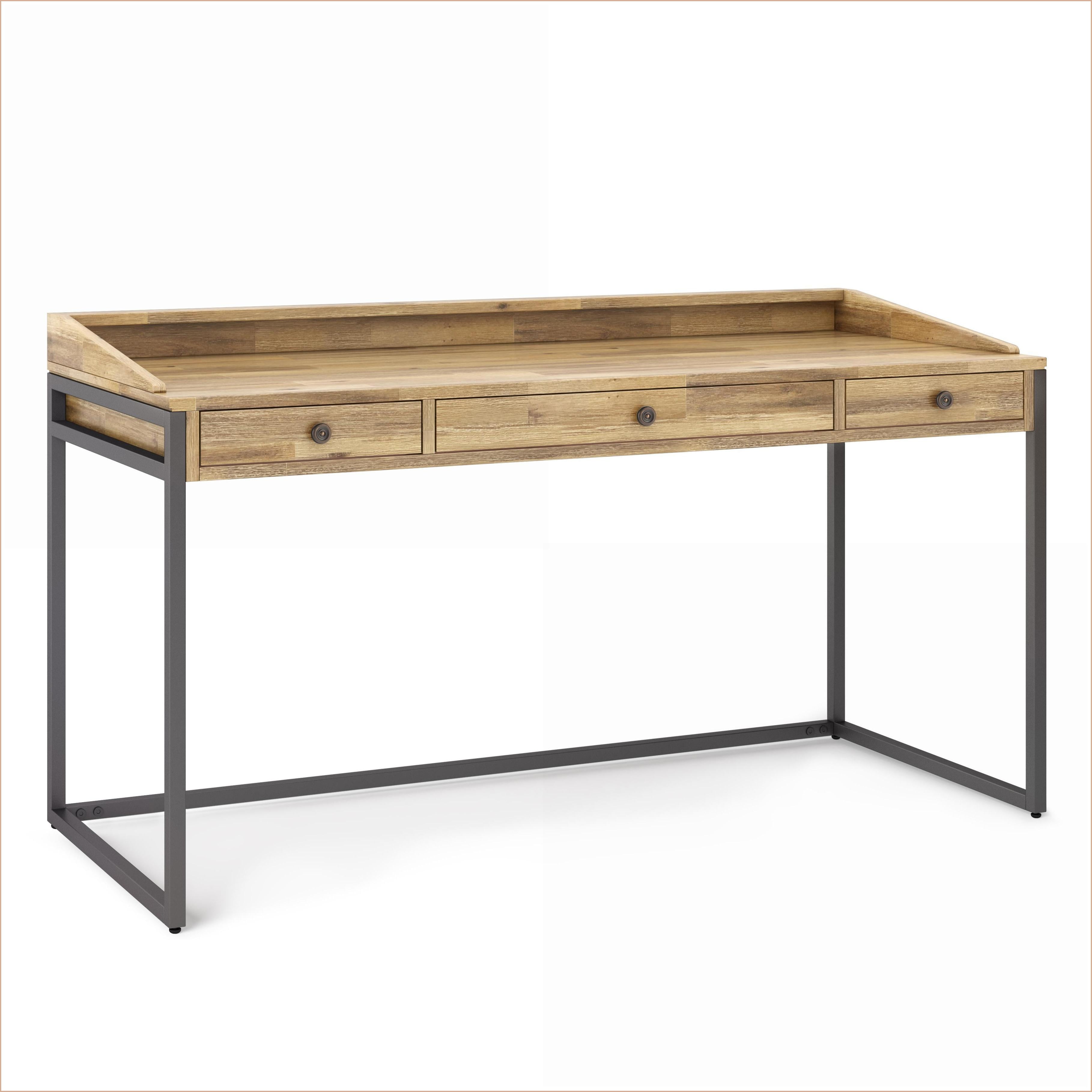 Desks | Industrial Solid Acacia Hardwood & Metal Desk with Keyboard ...