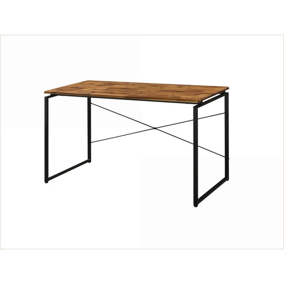 Desks: Industrial Style Solid Wood Writing Desk with Open Metal Frame ...