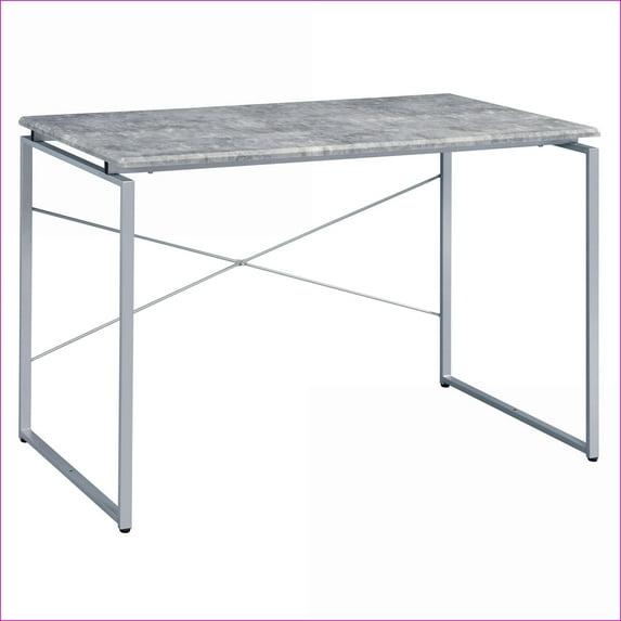 Desks Industrial Writing Desk with Metal Sled Base | Grey & Silver ...