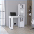 Desks, Iowa Computer Desk with 1-Cabinet & 4-Tier Bookcase | White ...