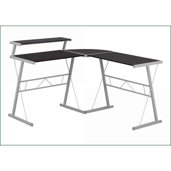 Desks, L-Shaped Corner Computer Desk Modern Dark Brown Laminate Grey ...