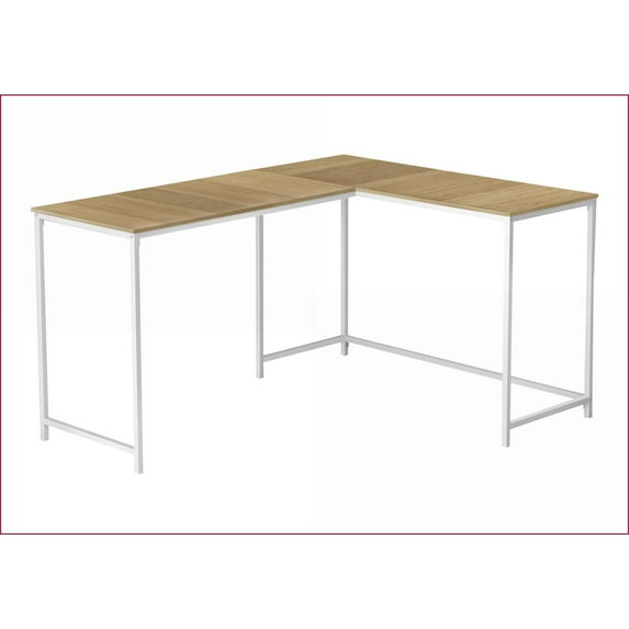 Desks, L-Shaped Corner Home Office Desk 58”L, Modern Natural Laminate ...