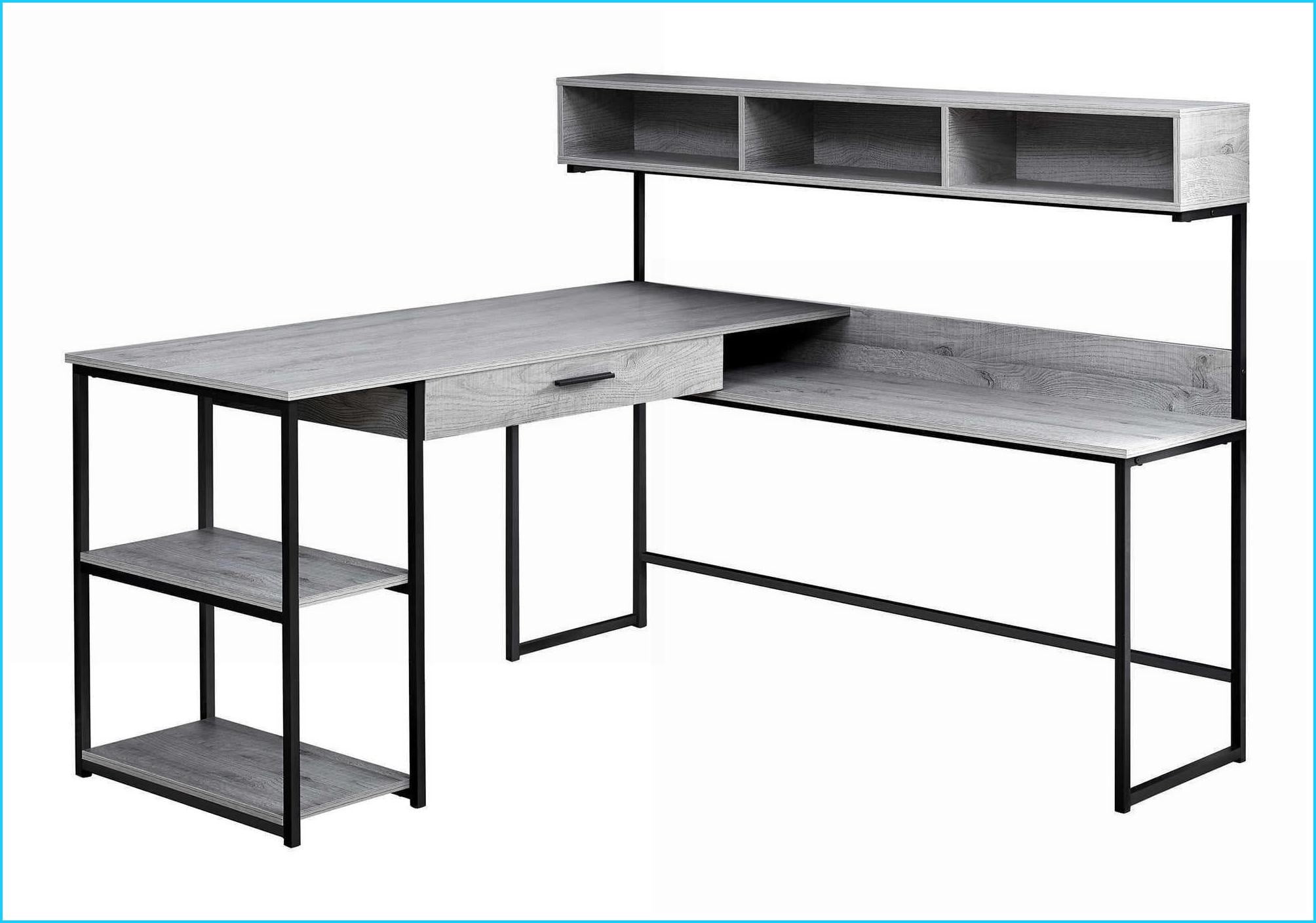 Desks | L-Shaped Home Office Corner Desk with Storage | Modern Grey ...