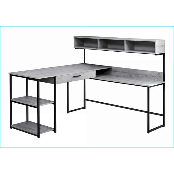 Desks | L-Shaped Home Office Corner Desk with Storage | Modern Grey ...