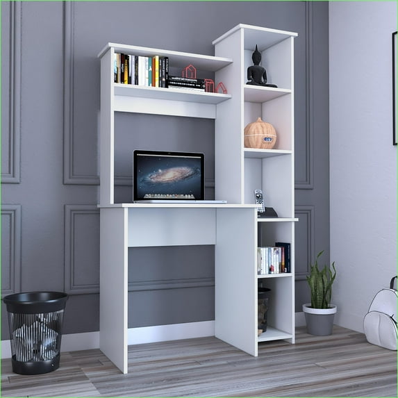 Desks Logan, Five Cubby Storage, White Finish | Particle Board ...
