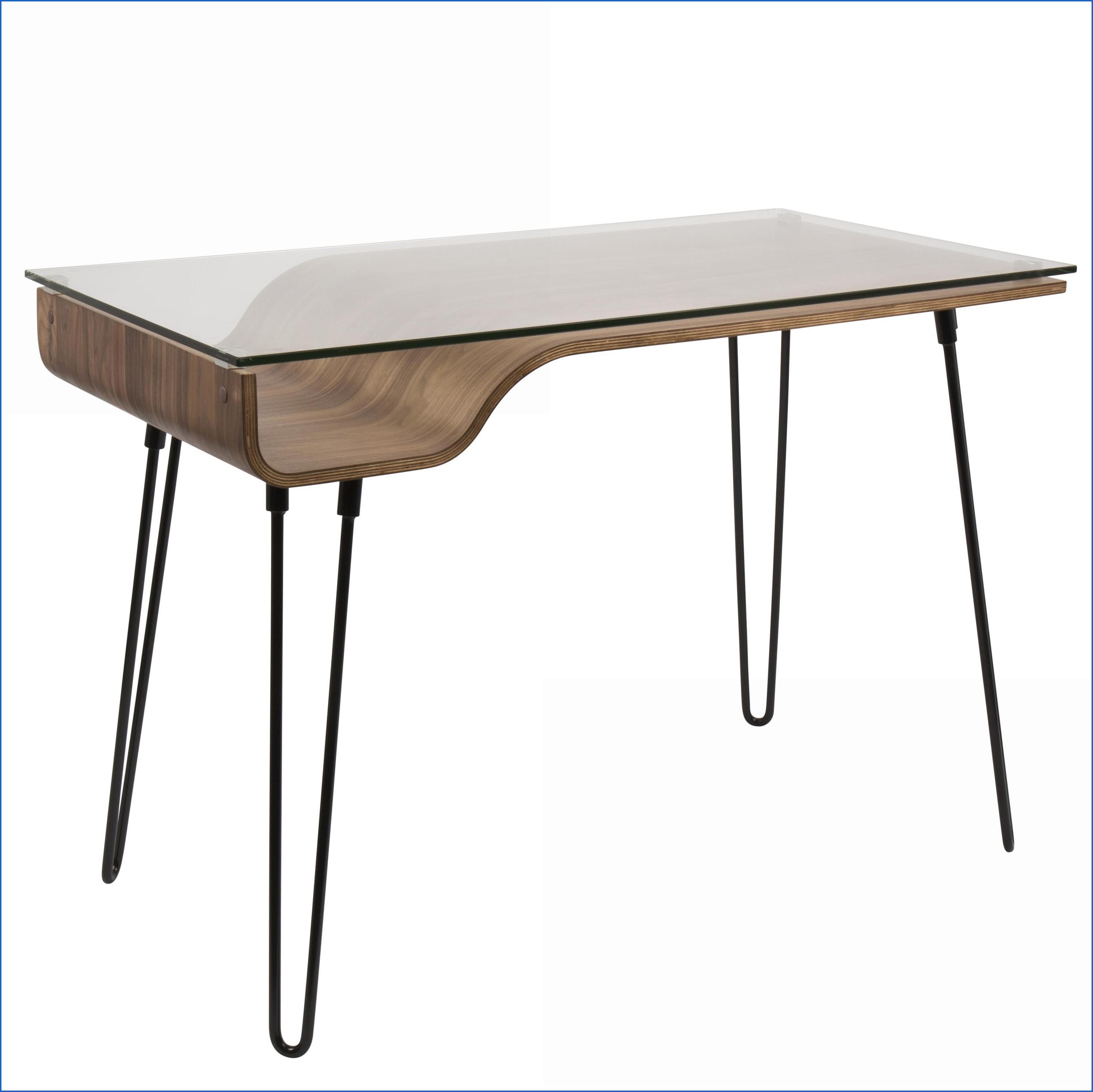 Desks, Mid-Century Modern Avery Desk with Walnut Wood Shelf, Clear ...