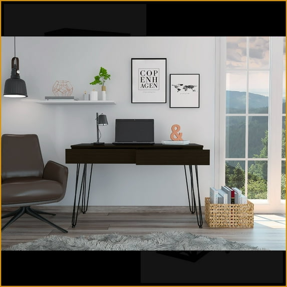 Desks: Modern 2-Drawer Computer Desk with Hairpin Legs, 47.3 Inches ...