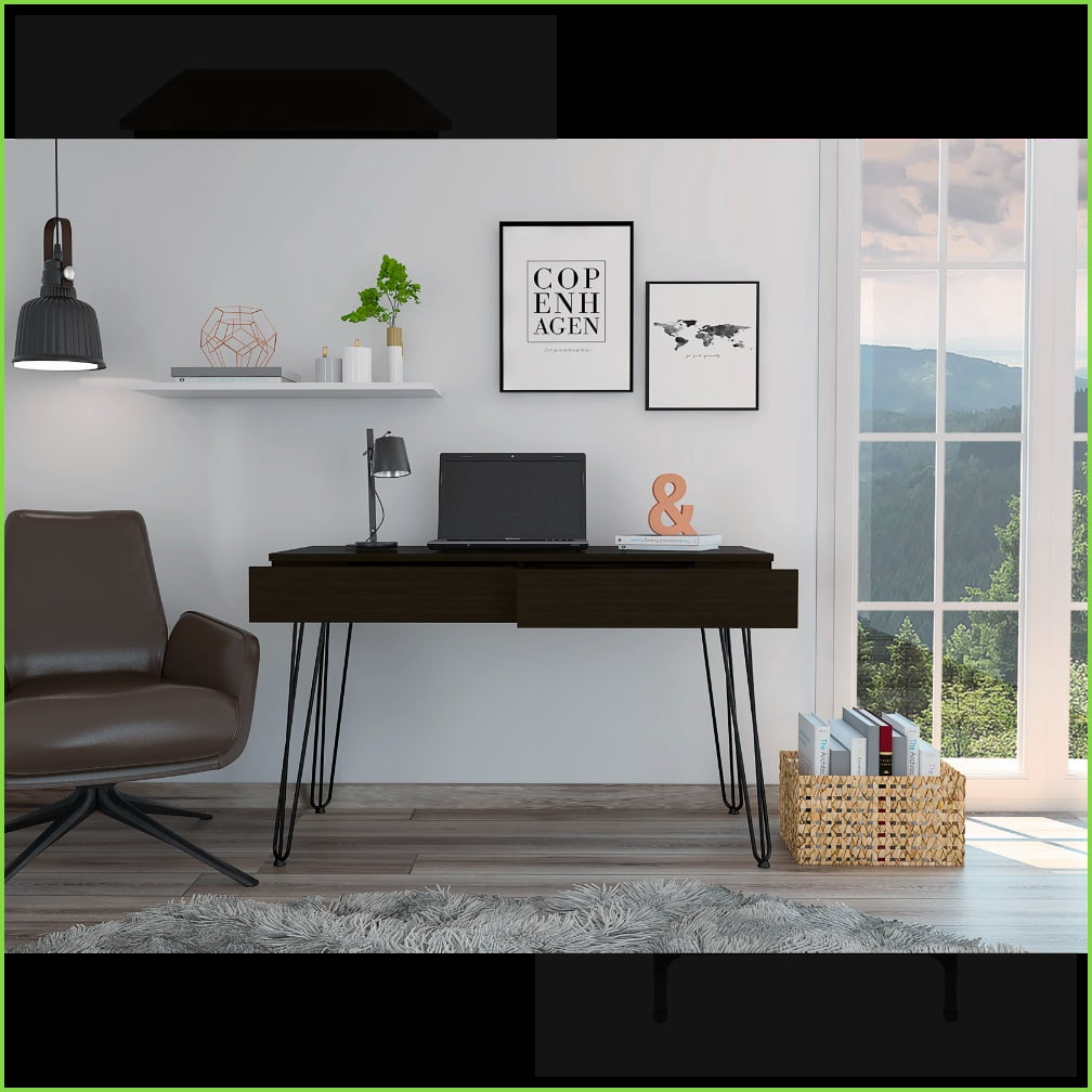 Desks Modern 2-Drawer Computer Desk with Hairpin Legs, 47.3” Wide ...