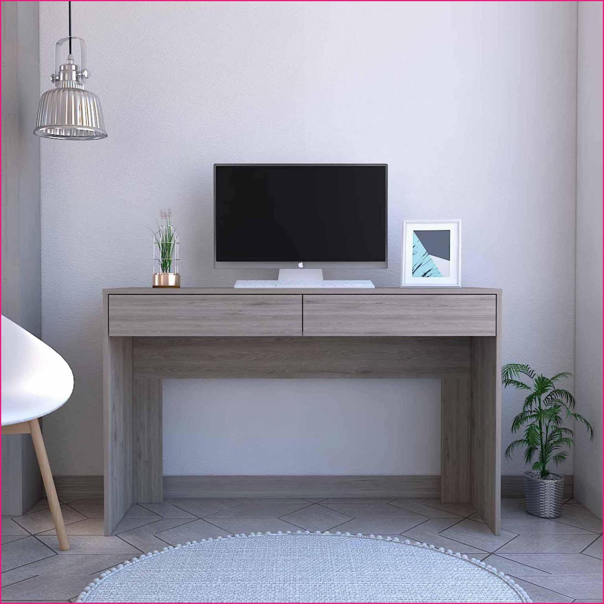 Desks, Modern 2-Drawer Light Gray Writing Desk with 47.3” W Surface ...