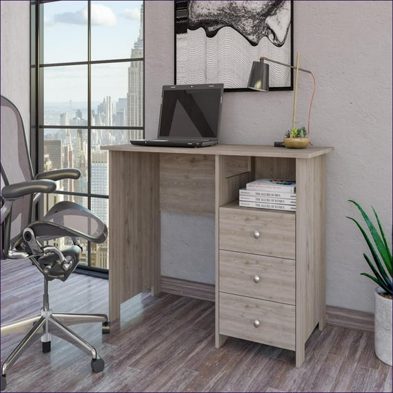 Desks, Modern 47.2"W Computer Desk with Open Shelf & 3 Drawers, Light ...