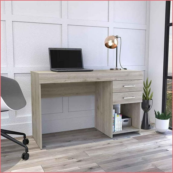 Desks, Modern 47.2” Wide Computer Desk with 2 Drawers & Lower Shelf ...